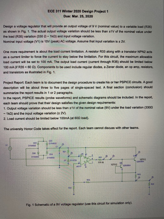 ECE 311 Winter 2020 Design Project 1 Due: Mar. 25, | Chegg.com