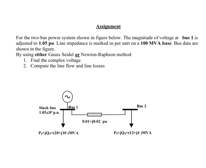Solved Assignment For the two-bus power system shown in | Chegg.com