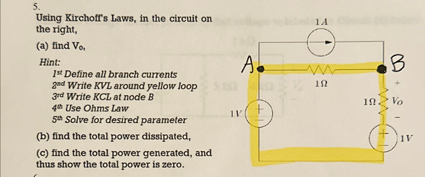 Solved Using Kirchoff's Laws, in the circuit on the | Chegg.com