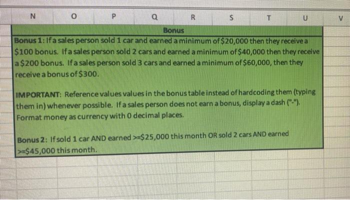 Solved I need help with the formulas for bonus 1 and 2 for | Chegg.com