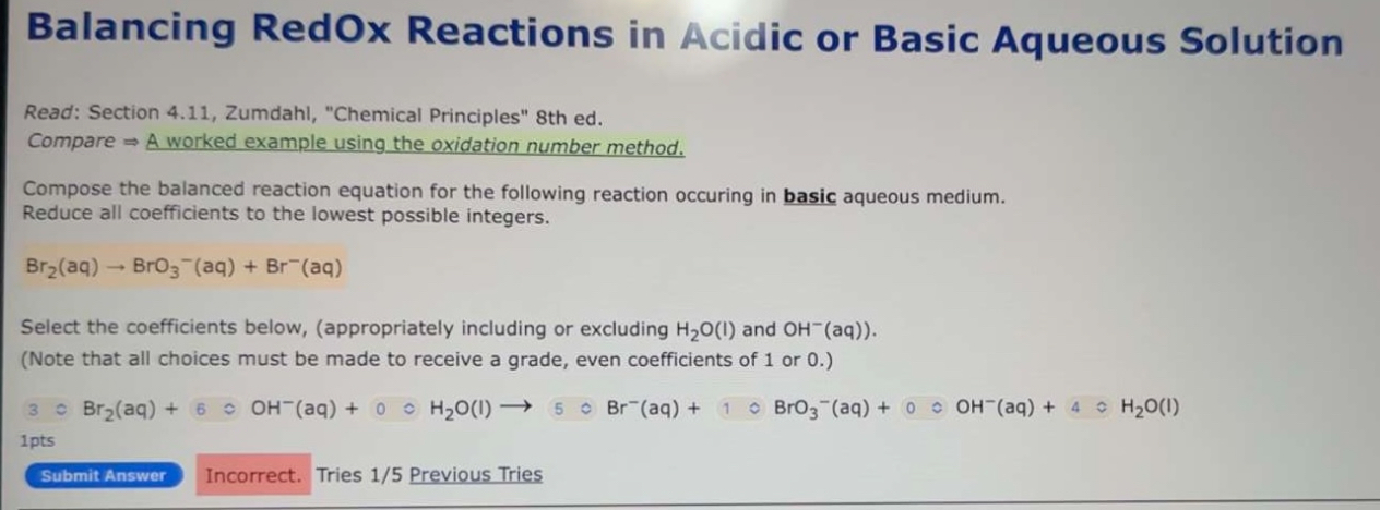 Solved Balancing RedOx Reactions in Acidic or Basic Aqueous | Chegg.com