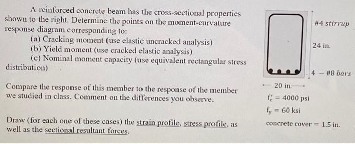 Solved A reinforced concrete beam has the cross-sectional | Chegg.com