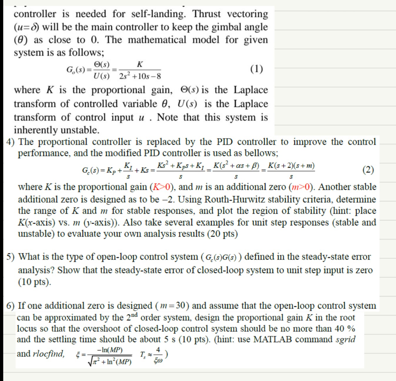 Solved Thrust vectoring will be the main controller to keep | Chegg.com