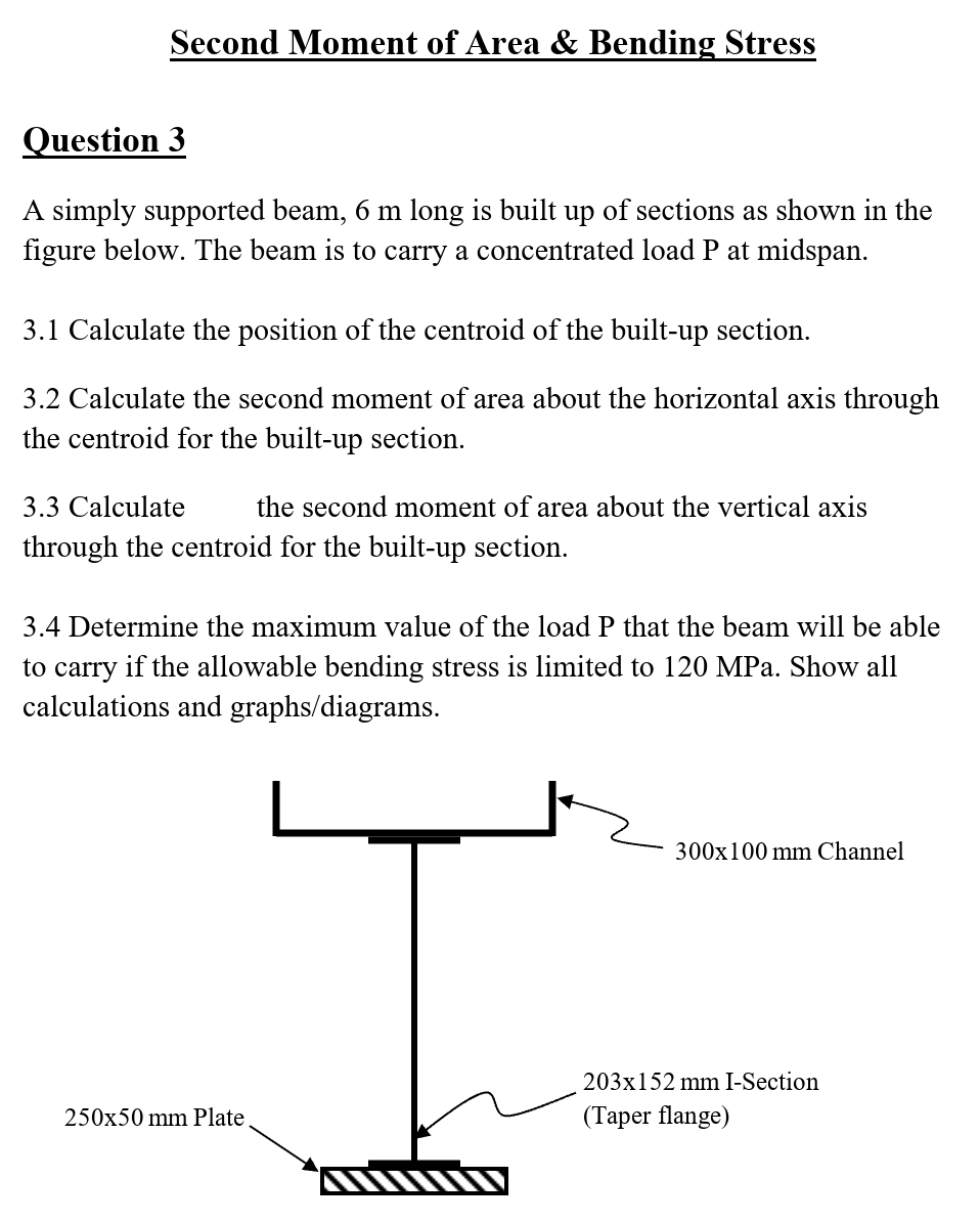 Solved Second Moment of Area & Bending StressQuestion 3A | Chegg.com