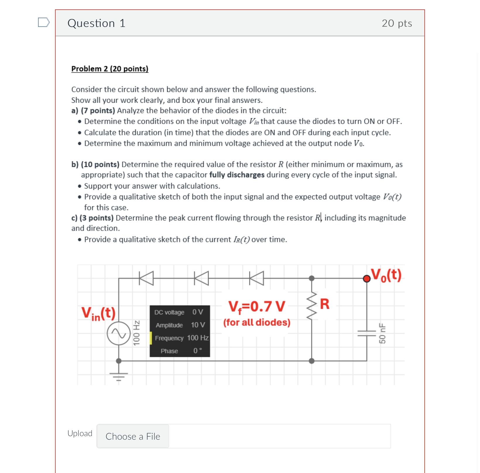 Problem 2 (20 ﻿points) ﻿Consider the circuit shown | Chegg.com