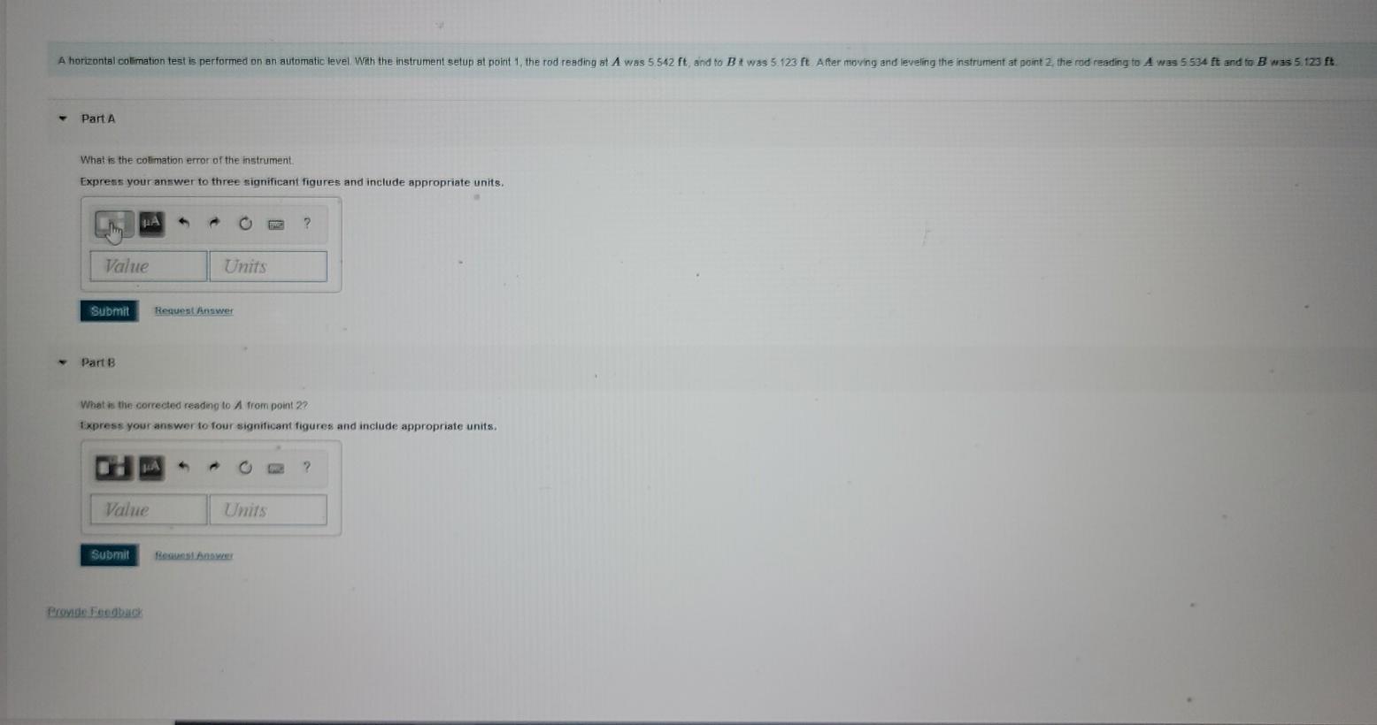 Solved A horizontal collimation test performed on an | Chegg.com
