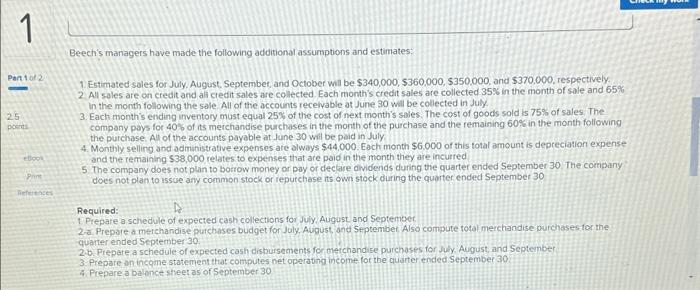 Solved Beech's managers have made the following additional | Chegg.com