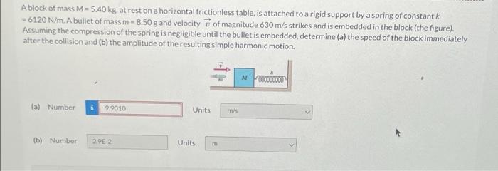 Solved A block of mass M=5.40 kg, at rest on a horizontal | Chegg.com