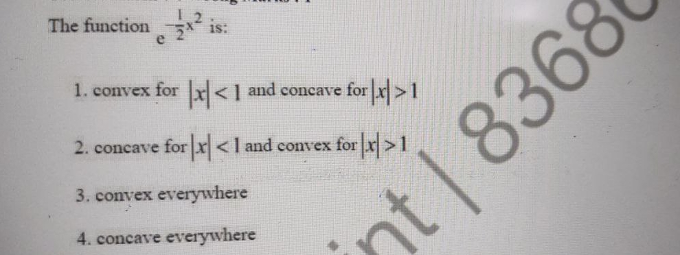 Solved The function e-12x2 ﻿is:convex for |x|