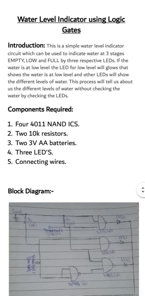 Solved Water Level Indicator using Logic Gates Introduction: | Chegg.com