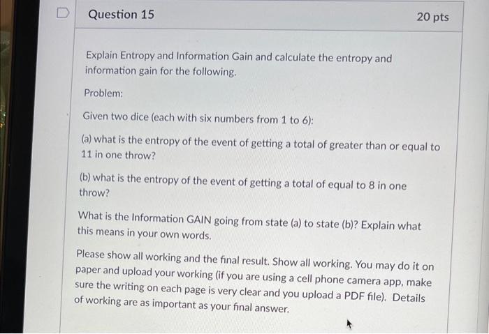 Solved Explain Entropy and Information Gain and calculate | Chegg.com