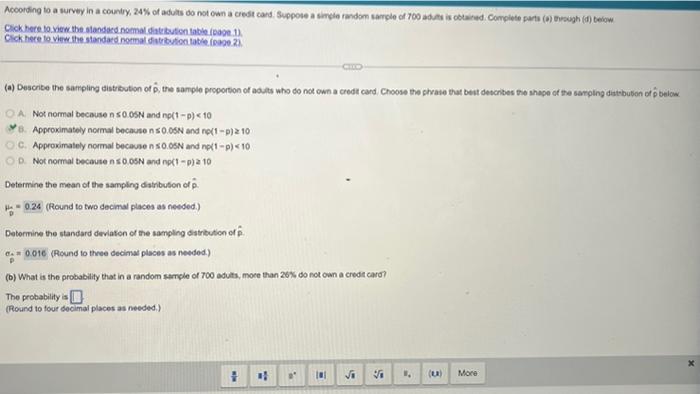 Solved Acootding to a survey in a country, 24% of aduls do | Chegg.com