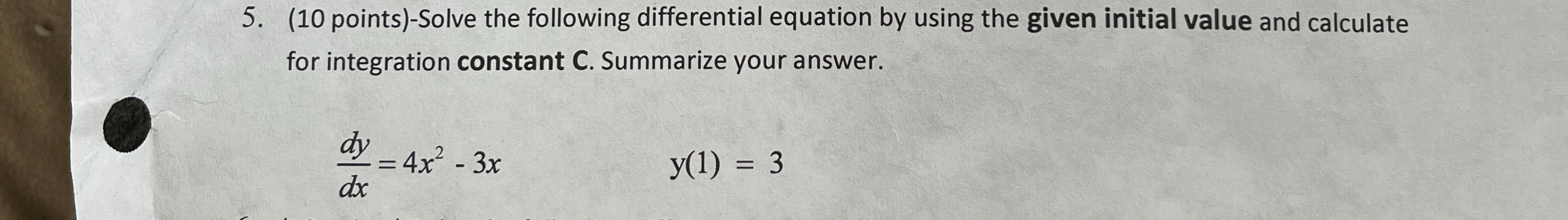 Solved (10 ﻿points)-Solve the following differential | Chegg.com