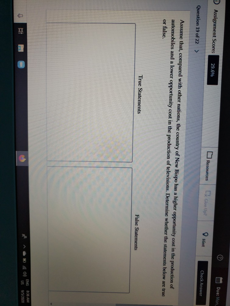 Solved D Assignment Score: Due: Mon, 29.6% Resources [ Give | Chegg.com