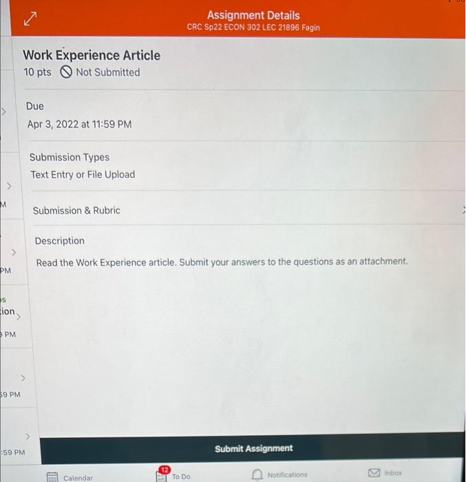 Solved Assignment Details CRC Sp22 ECON 302 LEC 21896 Fagin | Chegg.com