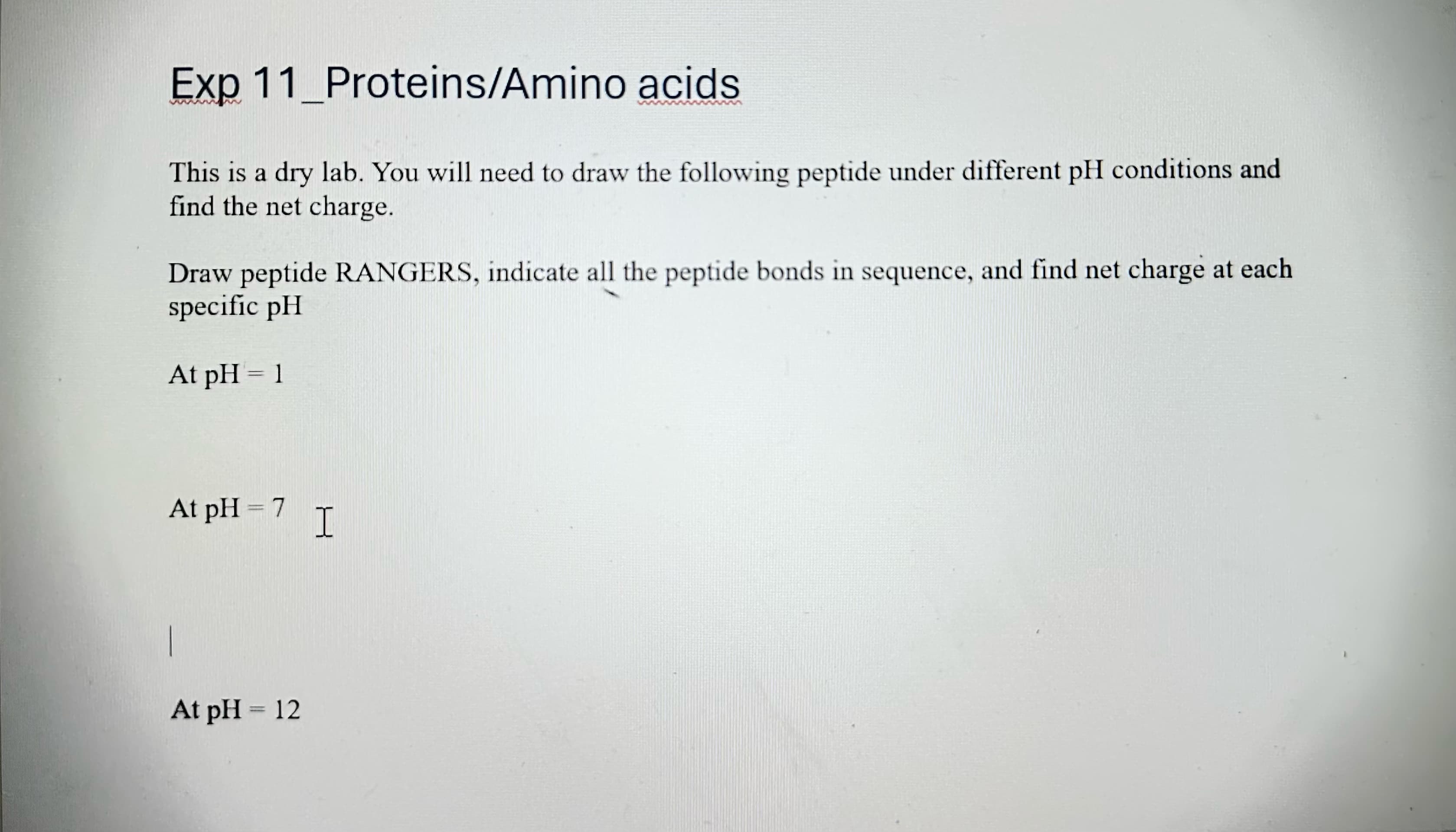 Exp 11_Proteins/Amino acidsThis is a dry lab. You | Chegg.com
