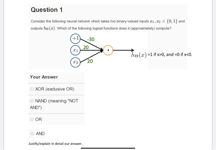 Solved Question 1 Consider The Following Neural Network
