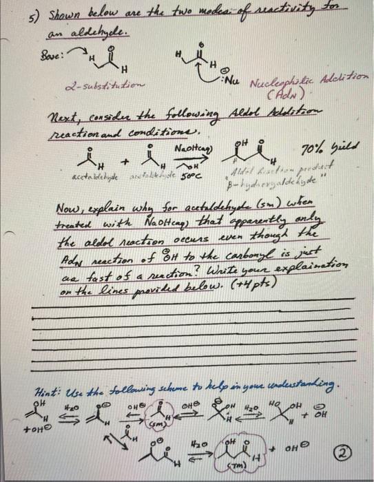Solved 5) Shown below are the two medea of reactivity tos an | Chegg.com