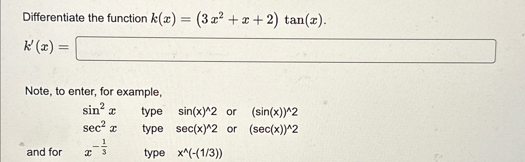 Solved Differentiate the function | Chegg.com