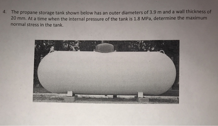 Solved 4. The propane storage tank shown below has an outer | Chegg.com