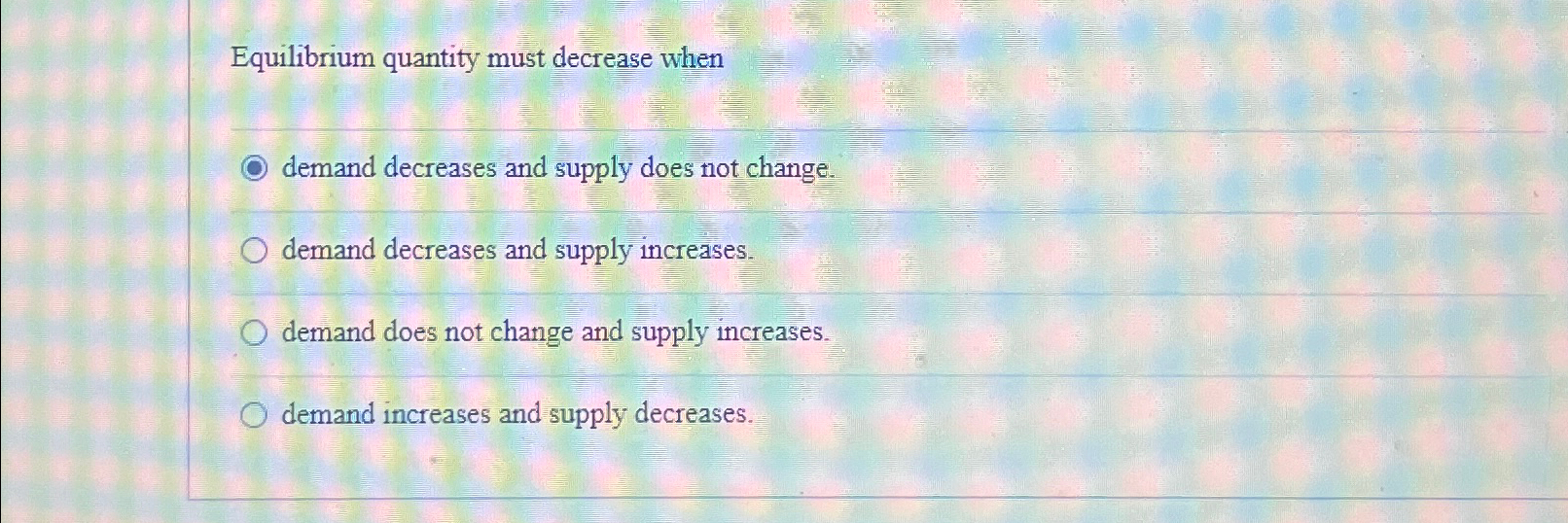 Solved Equilibrium quantity must decrease whendemand | Chegg.com