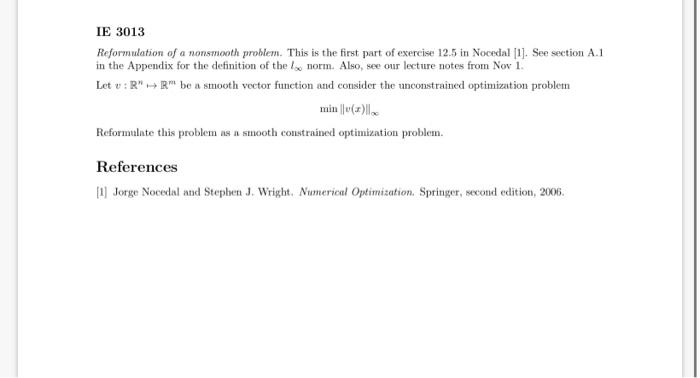 Solved IE 3013 Reformulation of a nonsmooth problem. This is | Chegg.com