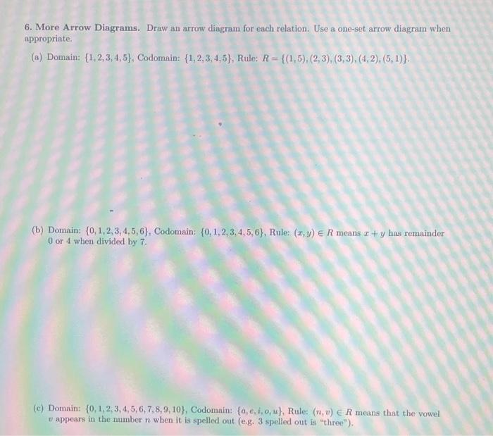 Solved 6. More Arrow Diagrams. Draw an arrow diagram for | Chegg.com