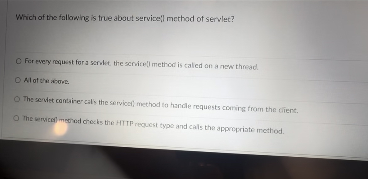 Solved Which of the following is true about service() | Chegg.com