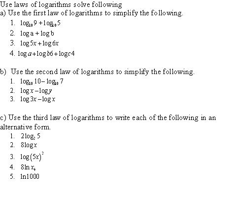 Solved Use laws of logarithms solve following Use the first | Chegg.com