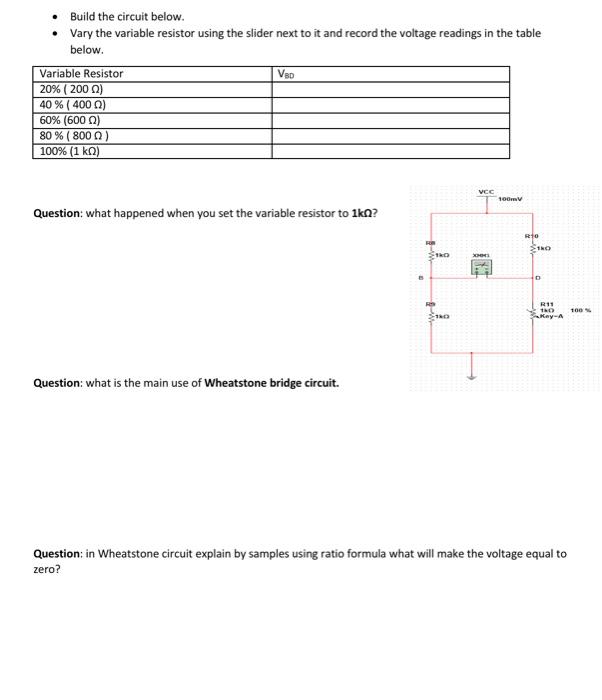 Solved - Build the circuit below. - Vary the variable | Chegg.com