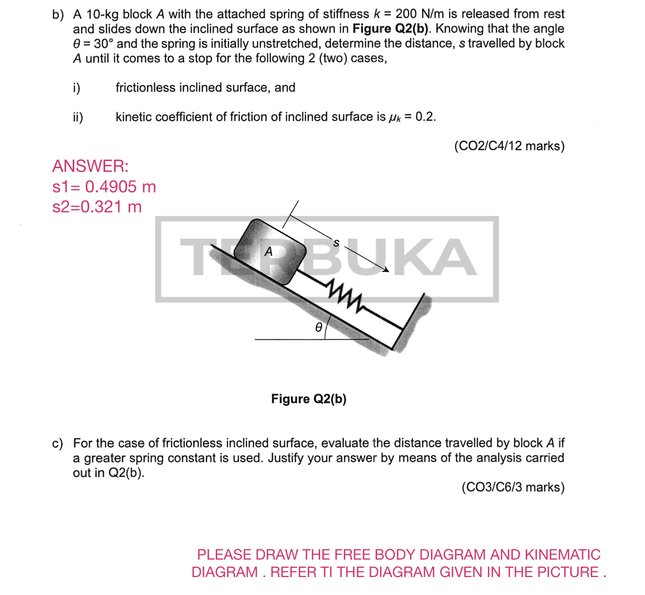 Solved DYNAMICS b) ﻿A 10 ﻿kg block A with the attached | Chegg.com