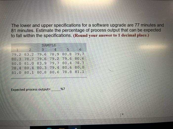 Solved The lower and upper specifications for a software | Chegg.com