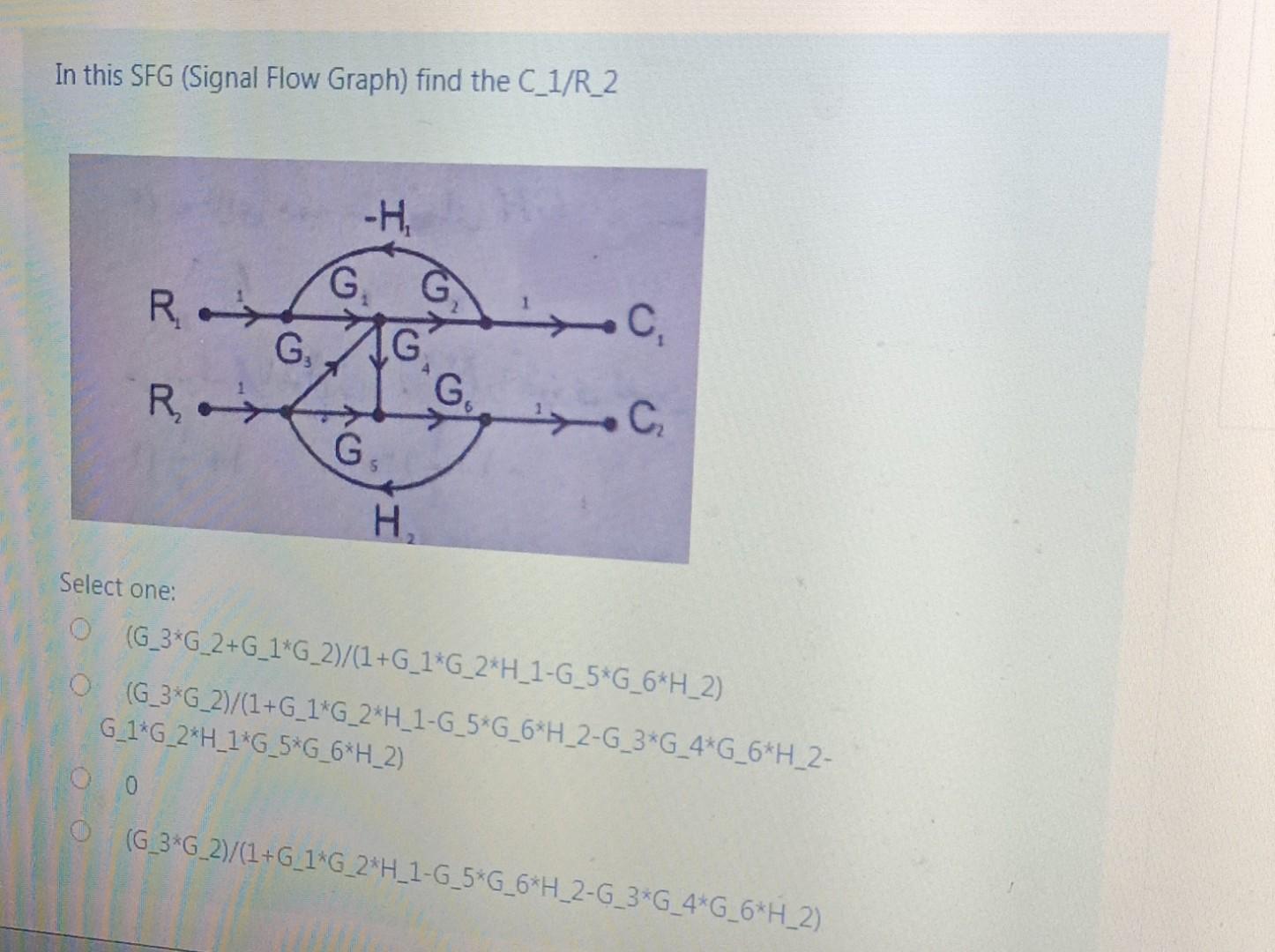 Solved In this SFG (Signal Flow Graph) find the C_1/R_2 | Chegg.com
