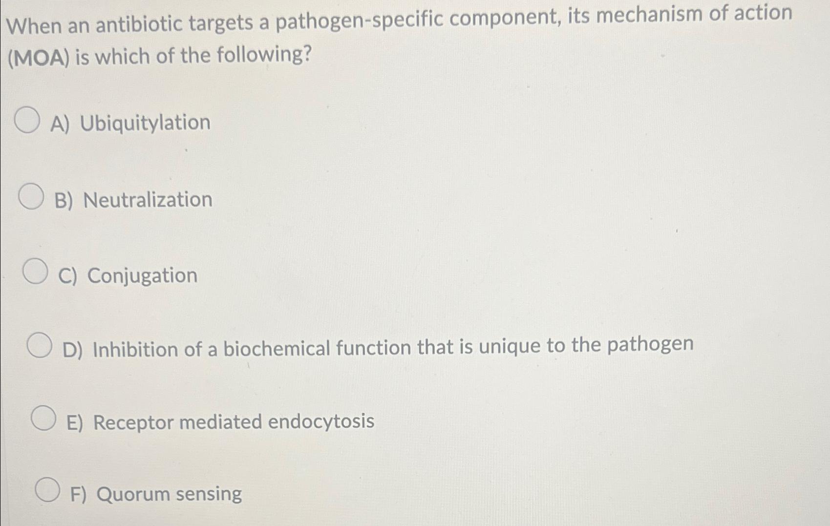 Solved When an antibiotic targets a pathogen-specific | Chegg.com