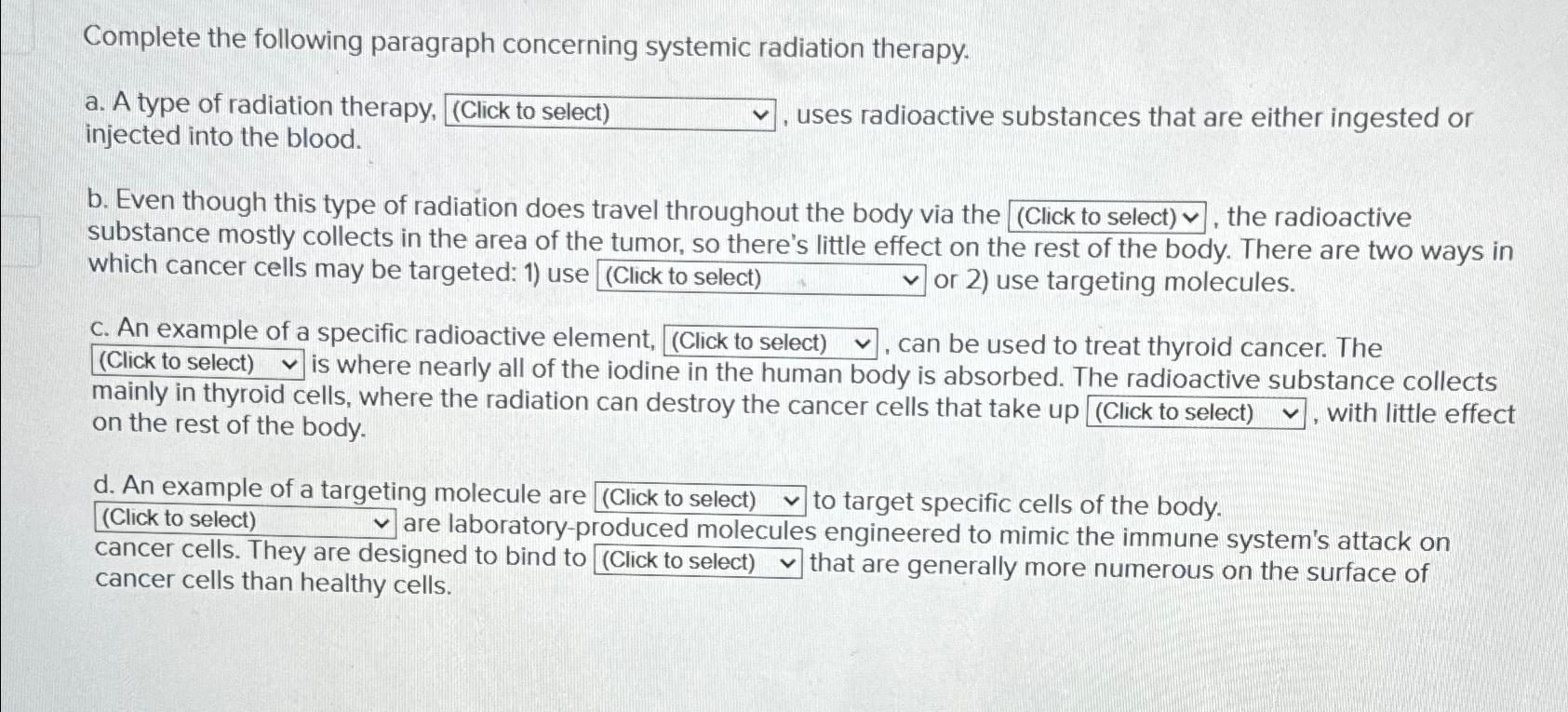 Solved Complete the following paragraph concerning systemic | Chegg.com