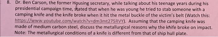 Solved 8. Dr. Ben Carson, the former Housing secretary, | Chegg.com