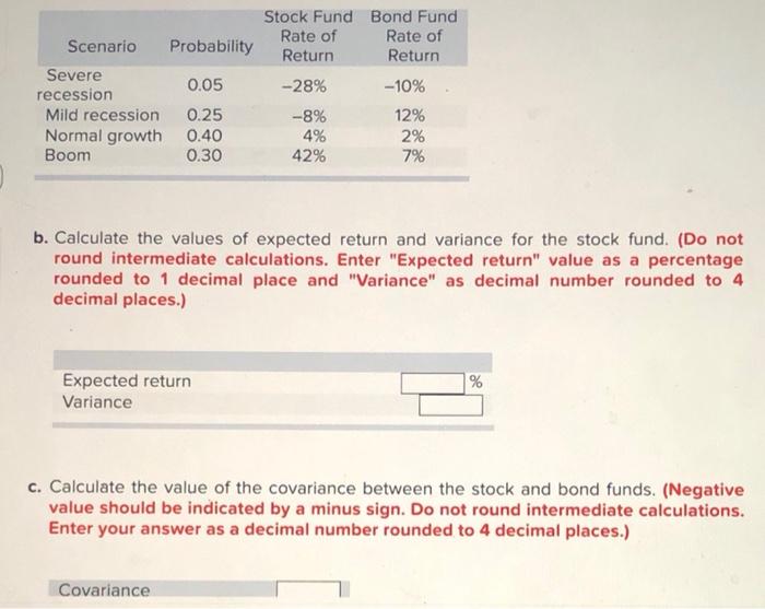 Solved b. Calculate the values of expected return and | Chegg.com