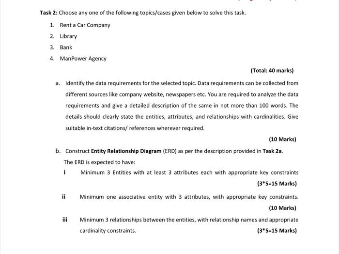 Solved ask 2: Choose any one of the following topics/cases | Chegg.com