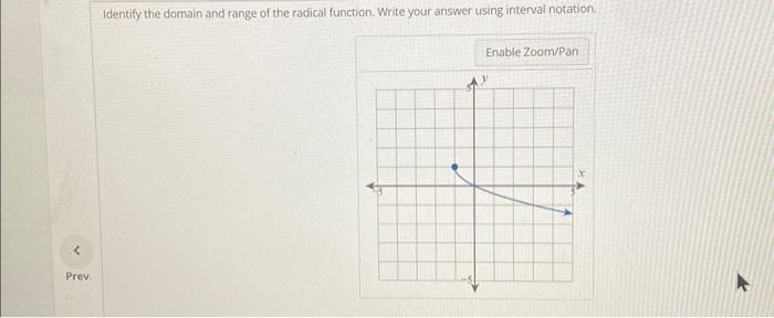 Solved Identify the domain and range of the radical | Chegg.com