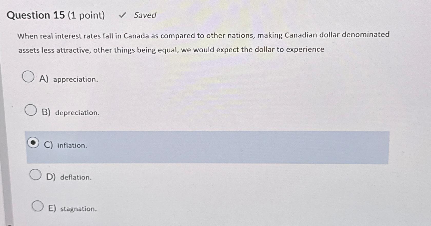 Solved Question 15 (1 ﻿point) ﻿SavedWhen real interest | Chegg.com