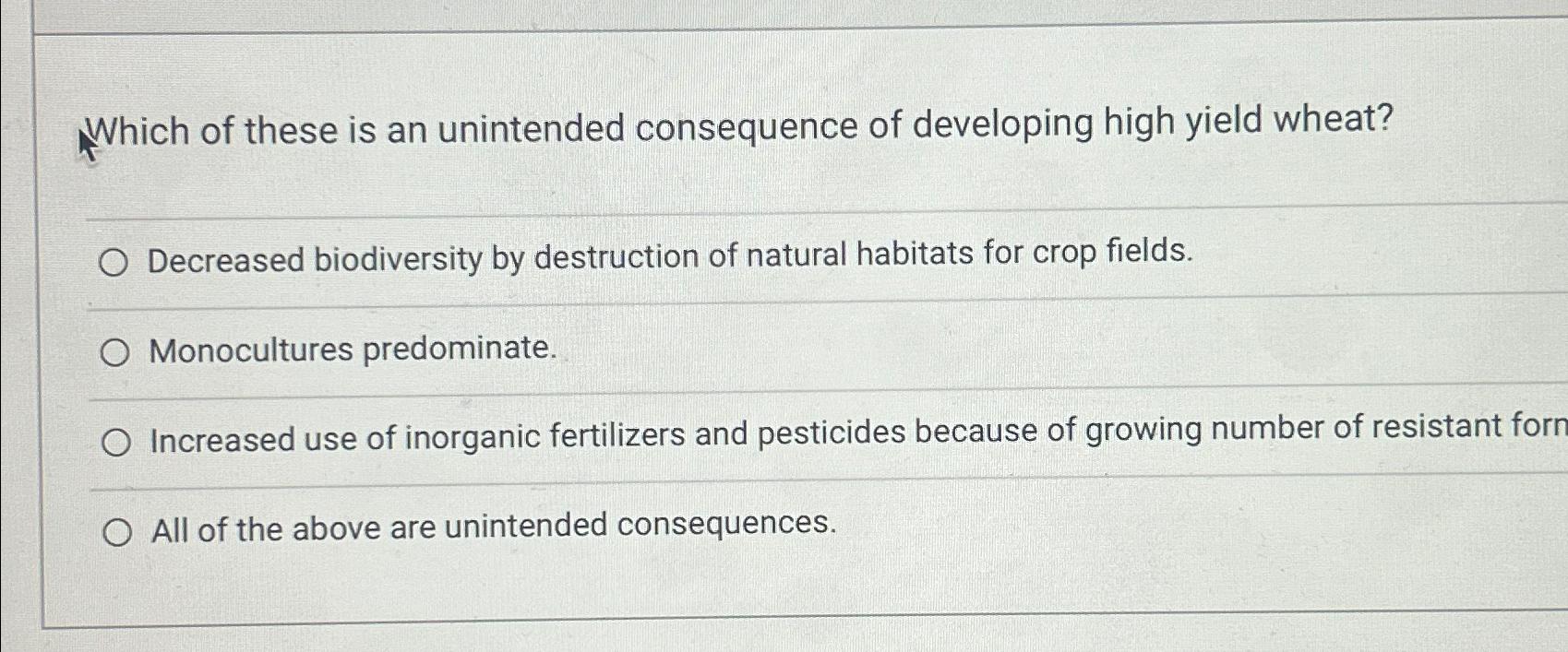 Solved Which of these is an unintended consequence of | Chegg.com