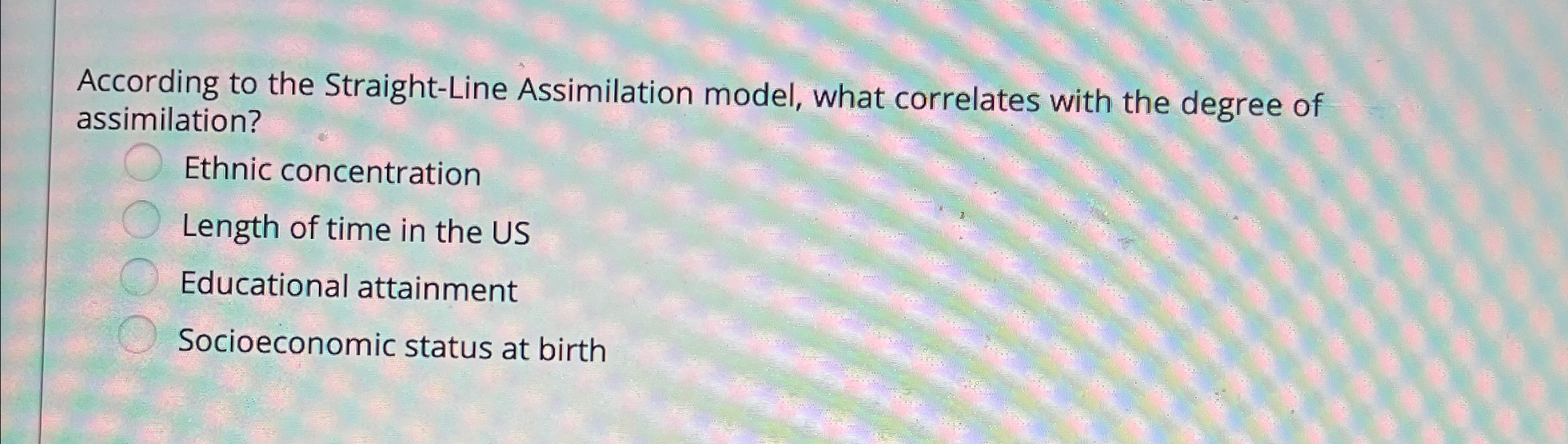Solved According to the Straight-Line Assimilation model, | Chegg.com