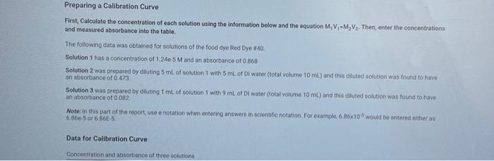 Solved Preparing a Calibration Curve First, Calculate the | Chegg.com