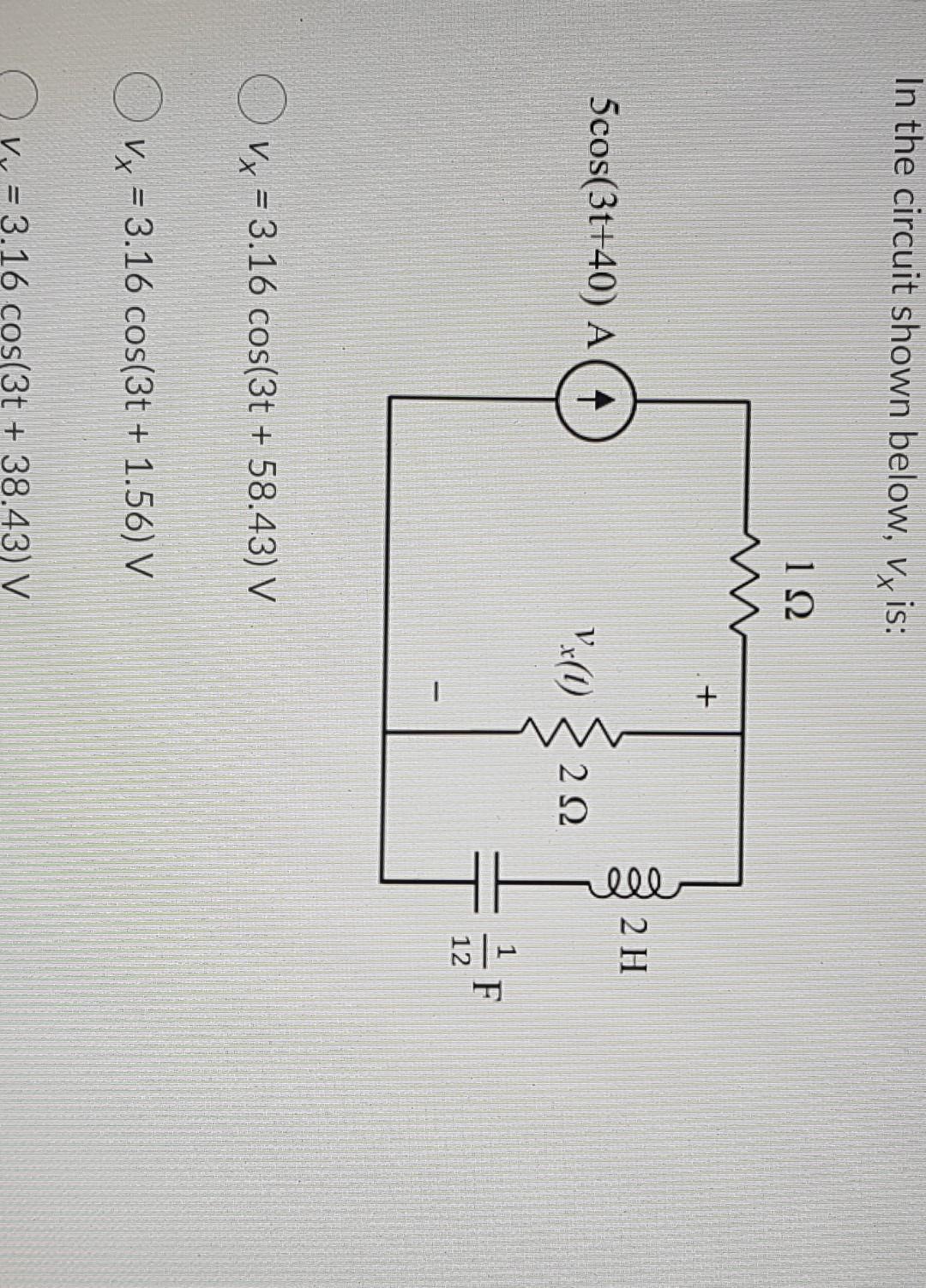 Solved In the circuit shown below, Vx is: 122 M + ele 2 H | Chegg.com
