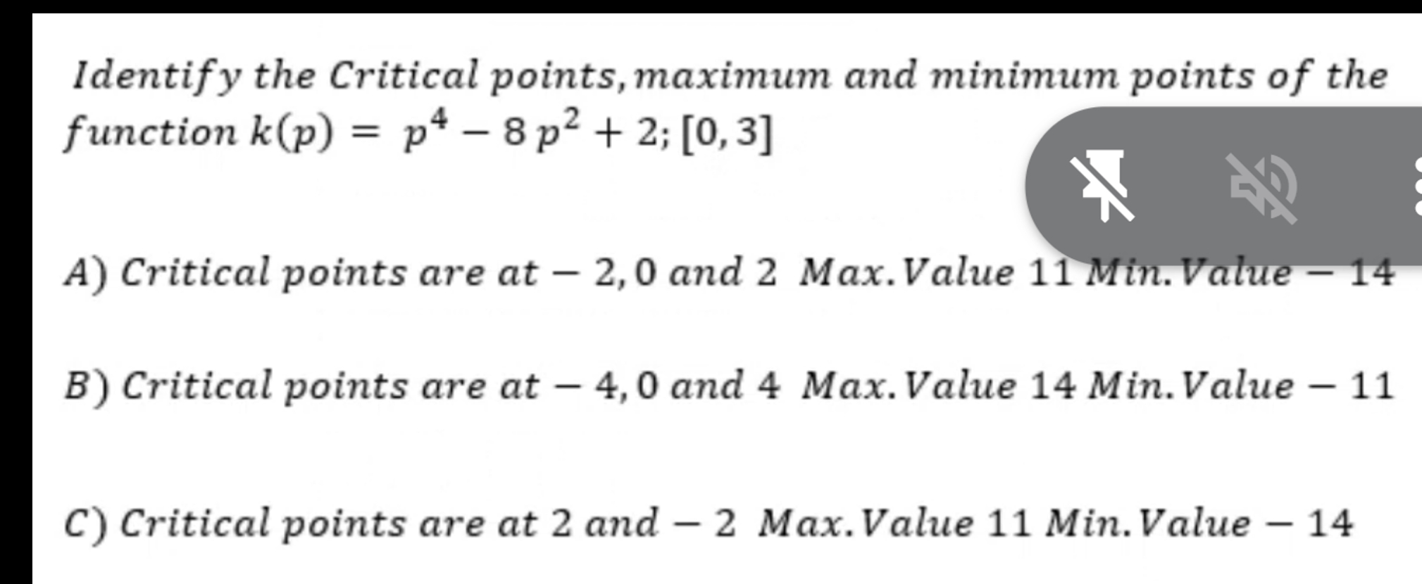 Solved Identify the Critical points, maximum and minimum | Chegg.com