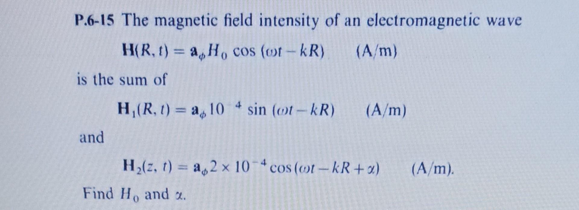 Solved P.6-15 The magnetic field intensity of an | Chegg.com