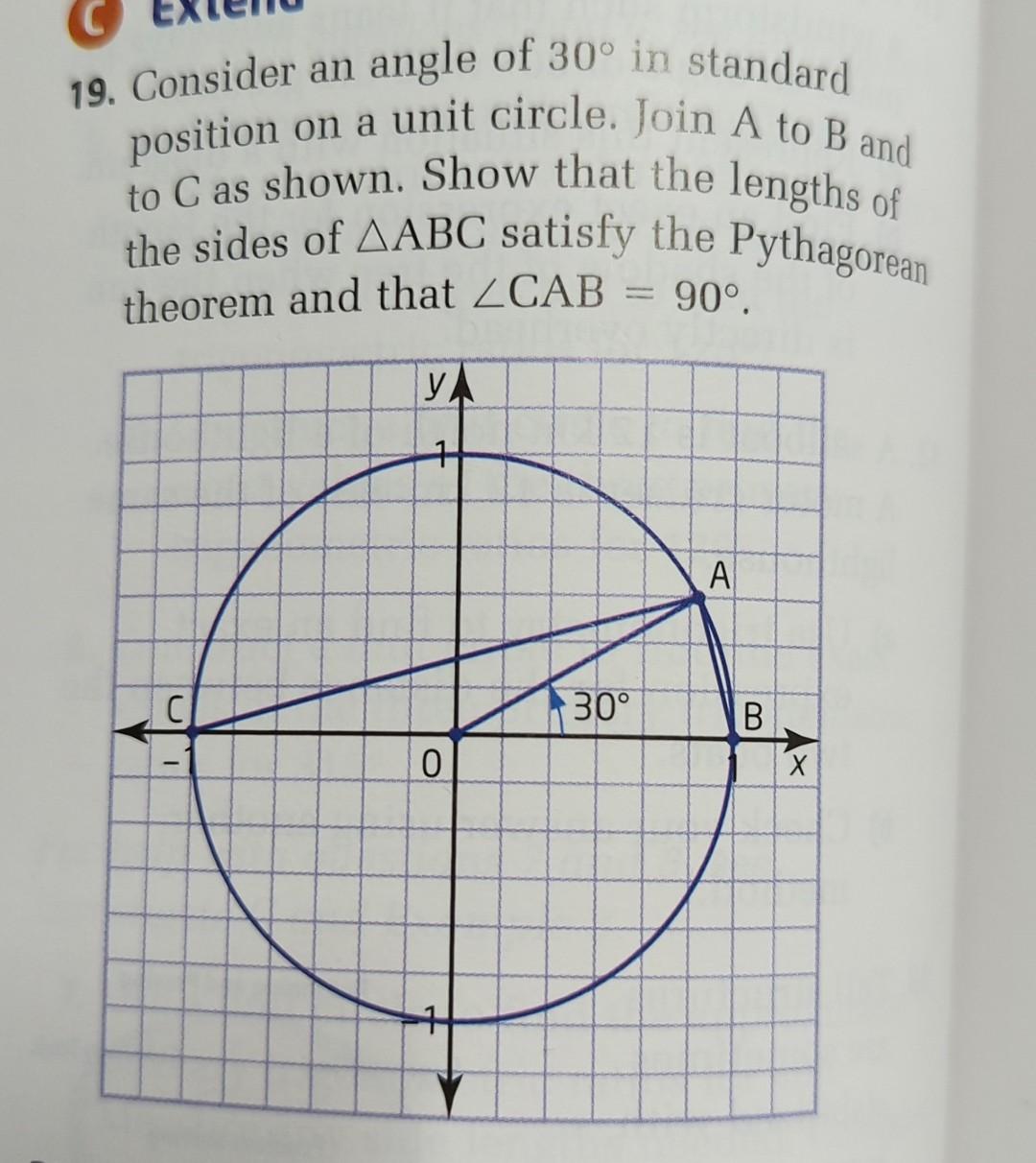 Solved Consider an angle of 30° in standard position on a | Chegg.com