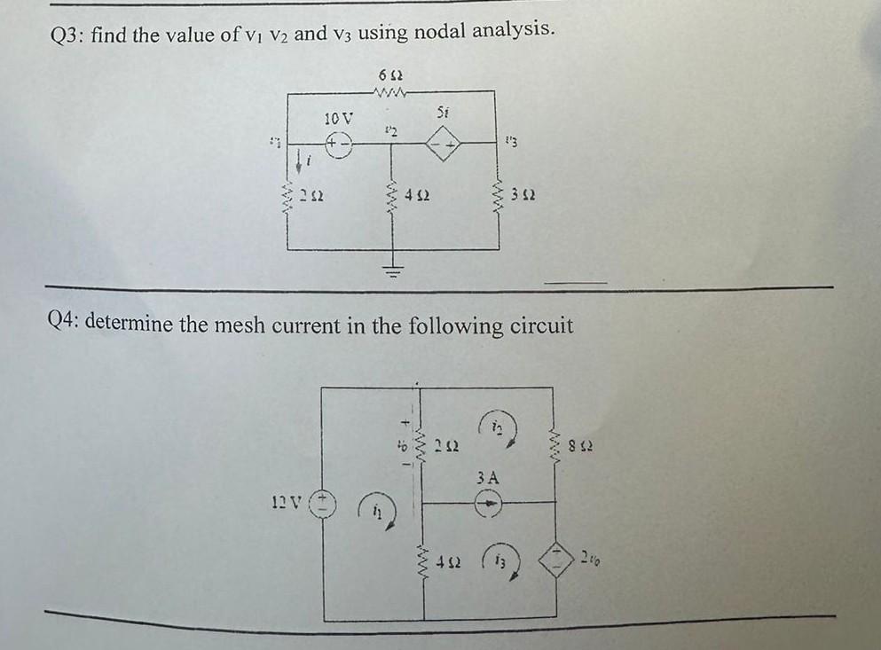 Solved Q3: find the value of v1v2 and v3 using nodal | Chegg.com
