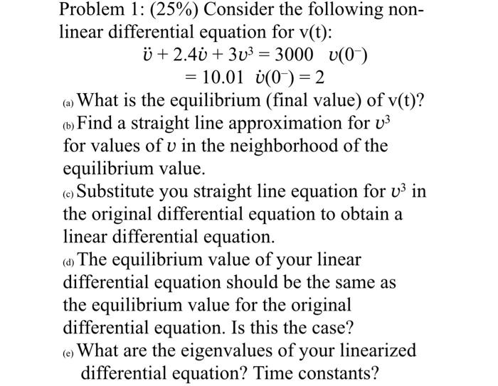 Solved Problem 1: (25%) Consider the following nonlinear | Chegg.com
