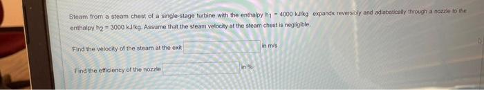 Solved Steam trom a steam chest of a single-stage turbine | Chegg.com